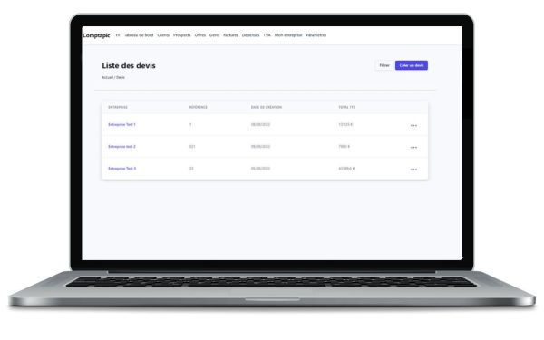 Tutoriel logiciel de facturation et CRM – étape 4 : Créer un devis