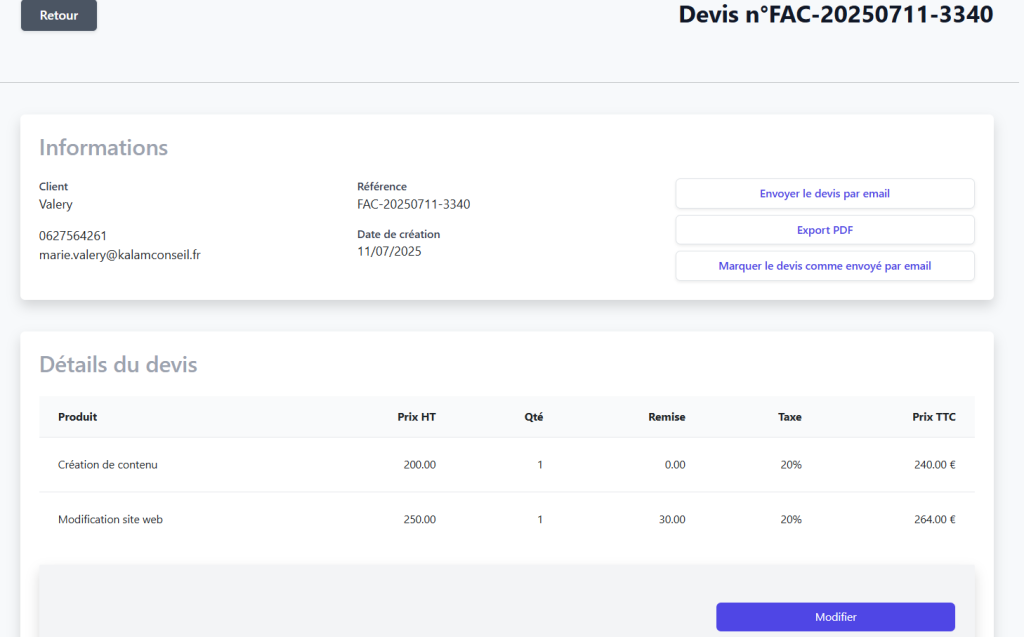 Tutoriel logiciel de facturation et CRM – étape 4 : Créer un devis