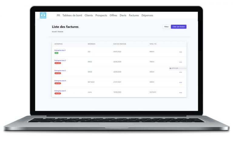 Tutoriel logiciel de facturation et CRM – étape 5 : Créer une facture